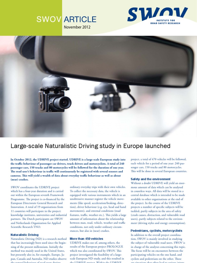 Large-Scale Naturalistic Driving Study in Europe Launched: November ...