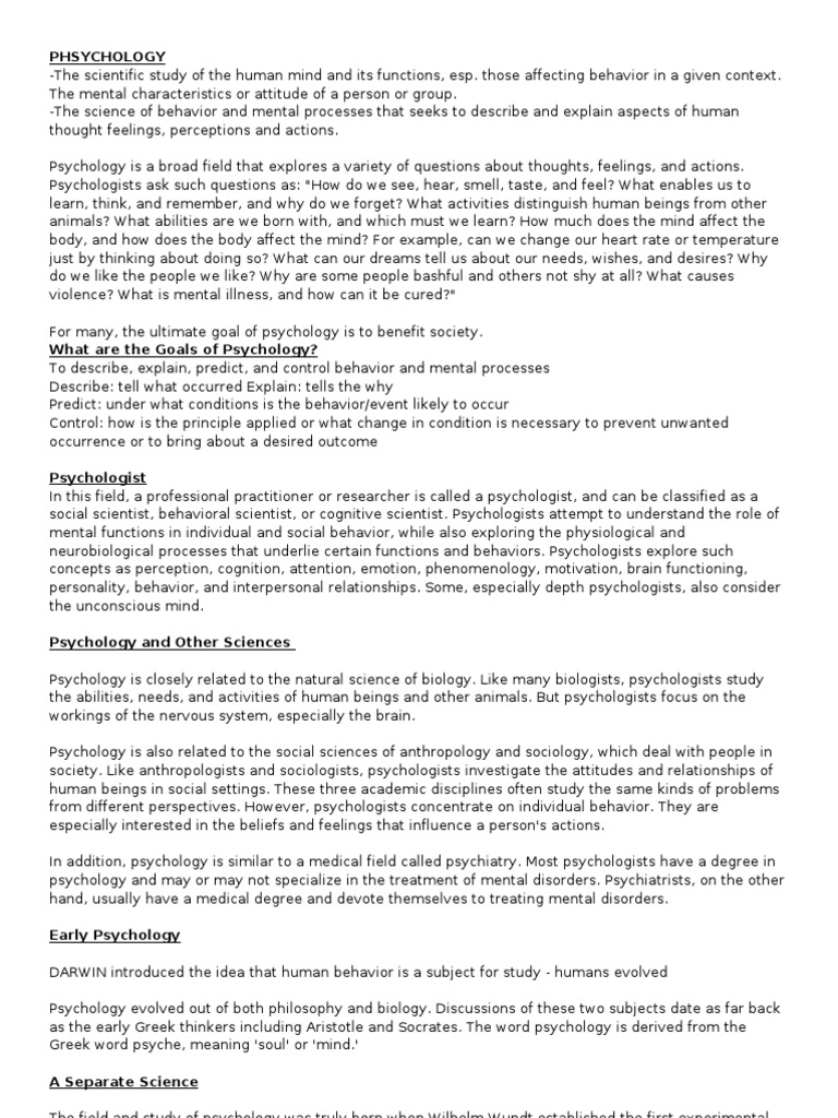 Lesson 1 - Intro To Psychology | PDF | Id | Psychology