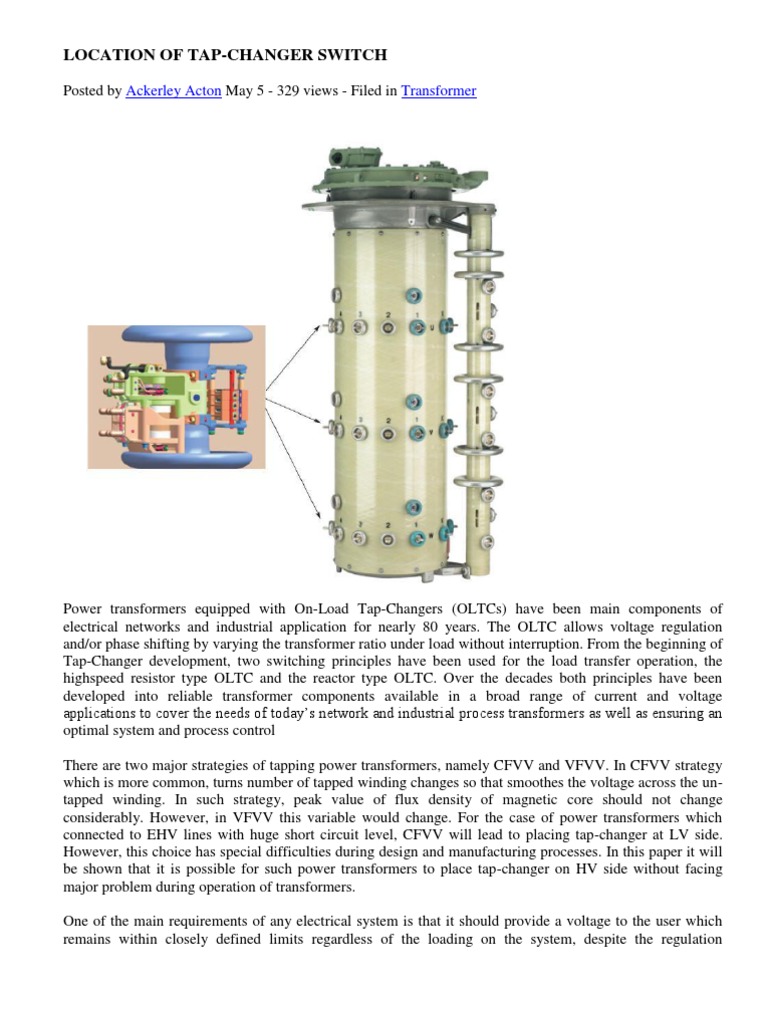 Location of Tap-Changer Switch | PDF | Electrical Substation | Transformer