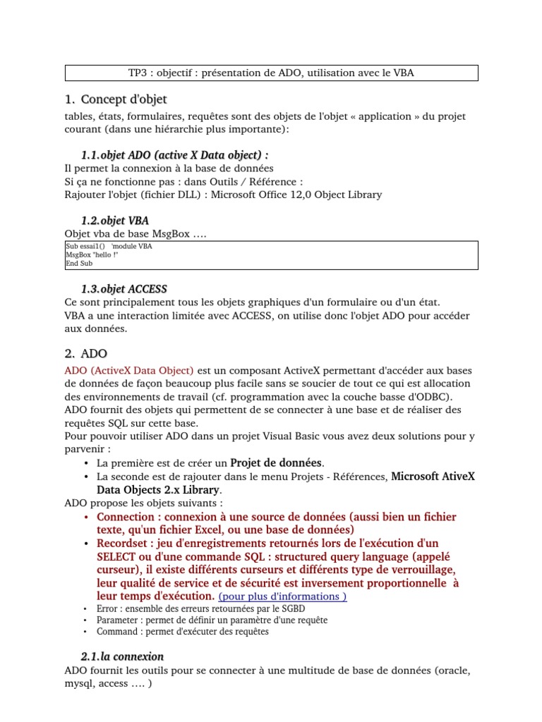 Vba Access TP3 01 12 PDF | PDF | Microsoft Access | Visual Basic for Applications