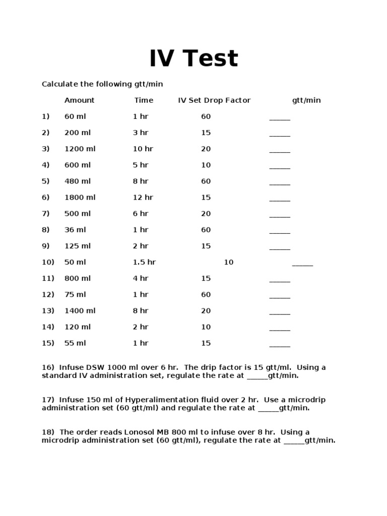 IV Test | PDF | Intravenous Therapy | Human Resource Management
