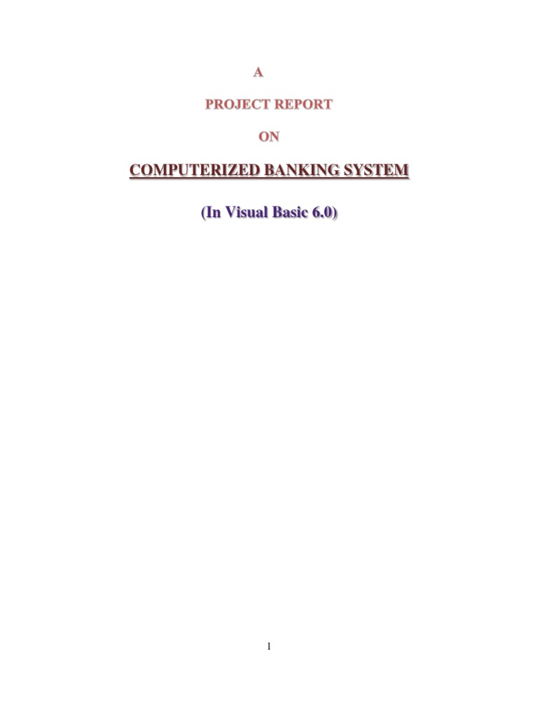 Computerized Banking System Pdf Basic Feasibility Study
