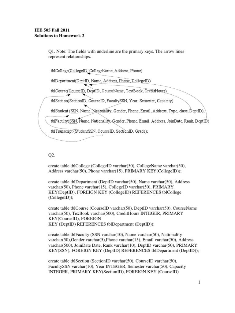 IEE 505 HW2 Solution | PDF | Data | Sql