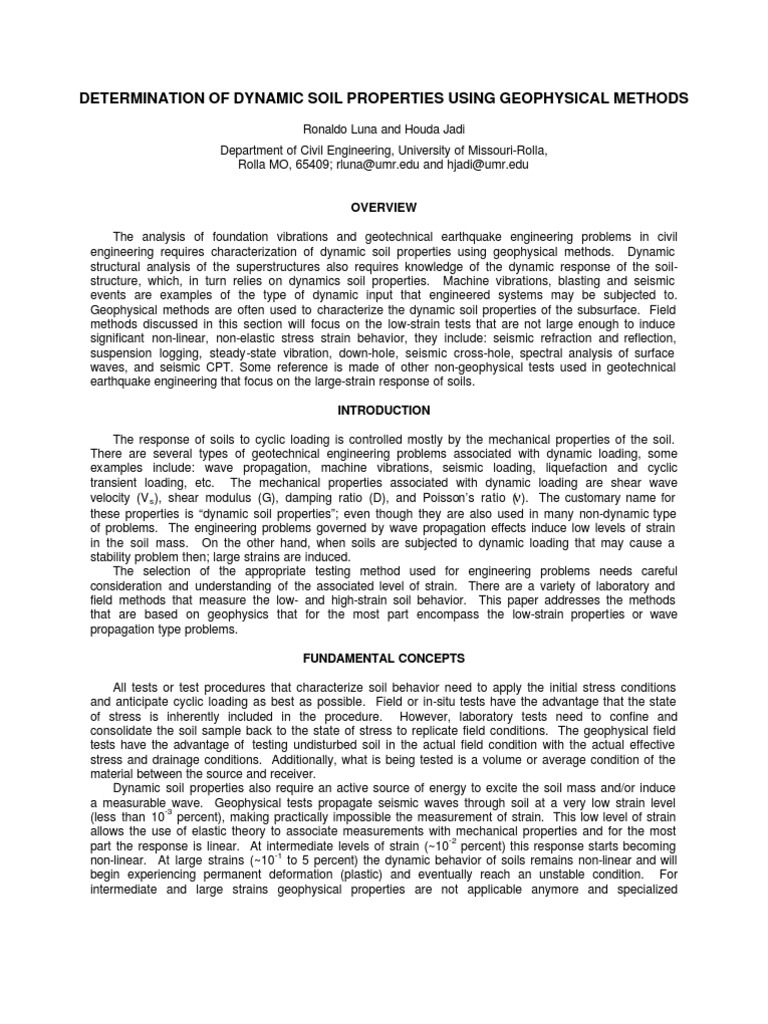 Determination of Dynamic Soil Properties | PDF | Deformation ...