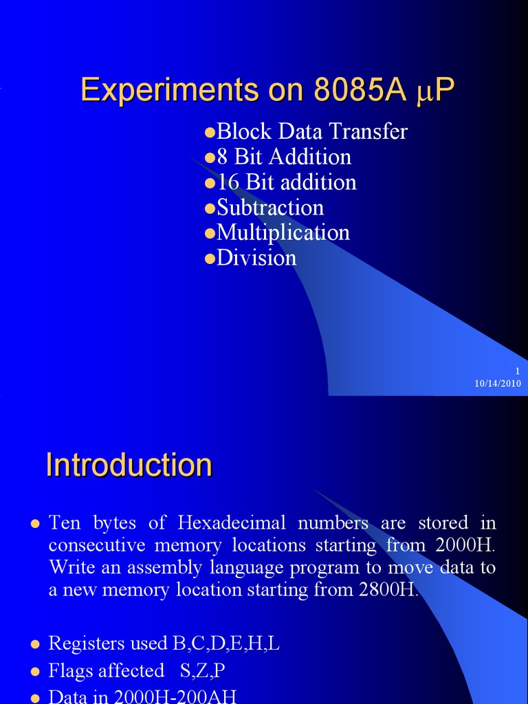 Experiments On 8085 Microprocessor | PDF | Digital Technology | Central Processing Unit
