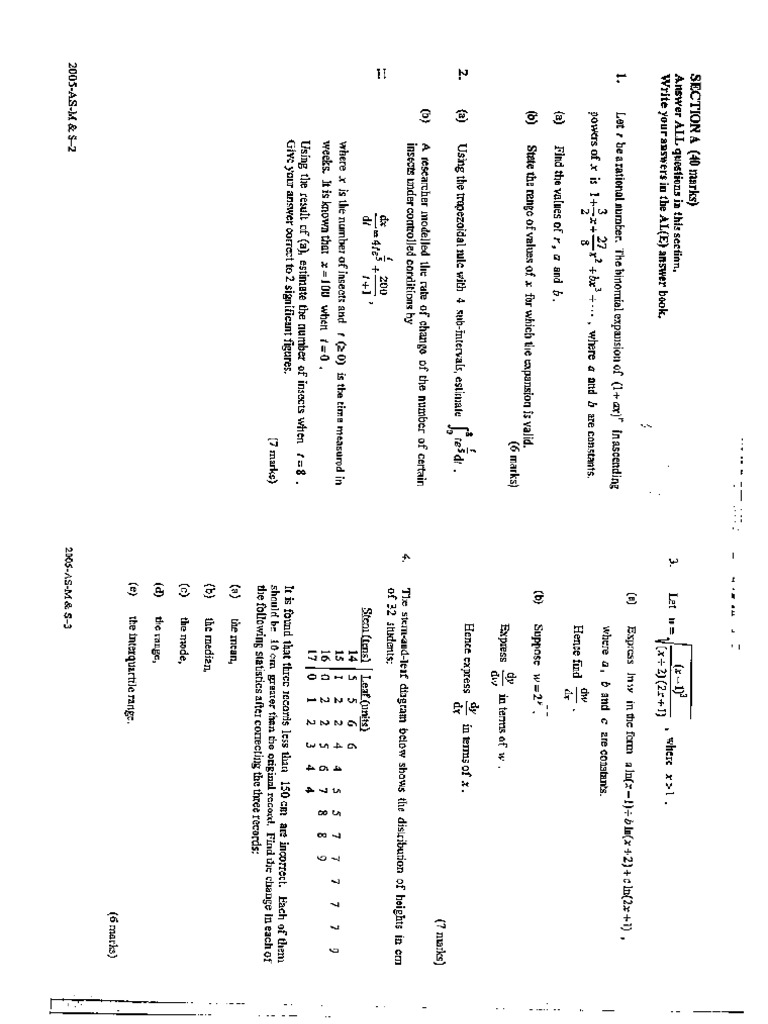 AL Maths & Stat.2005 - MarkingScheme | PDF