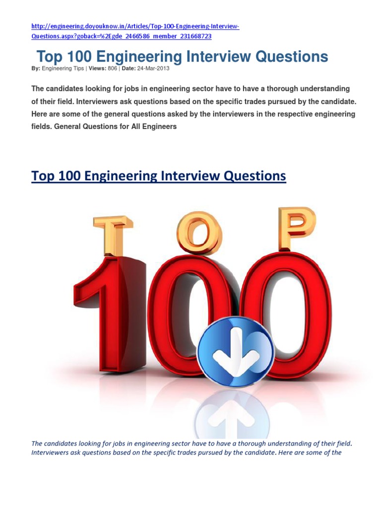 Top 100 Engineering Interview Questions | PDF | Hydroelectricity ...