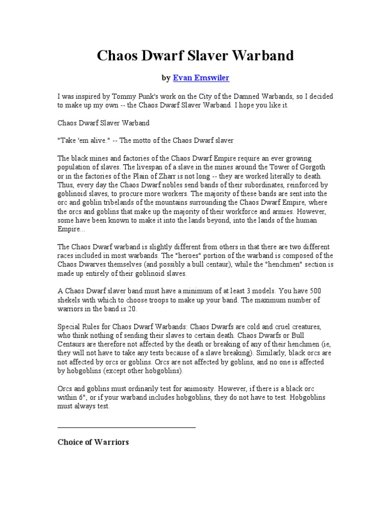 Chaos Dwarf Slavers | PDF | Dwarf (Dungeons & Dragons) | Orc (Middle Earth)