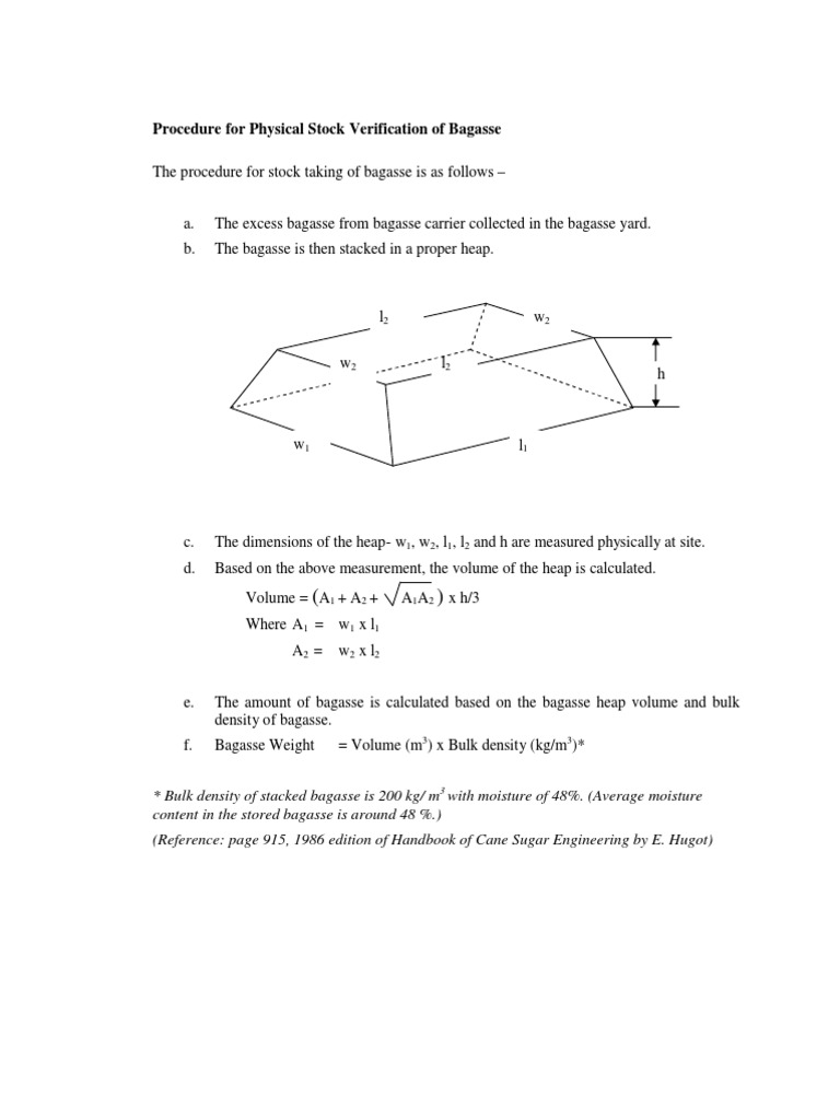 Bagasse Weight Calculation | PDF | Density | Physics