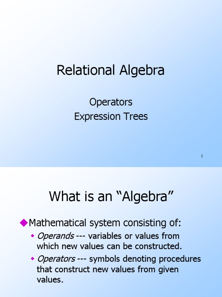 Relational Algebra Operators Expression Trees Pdf Relational Database Data Management