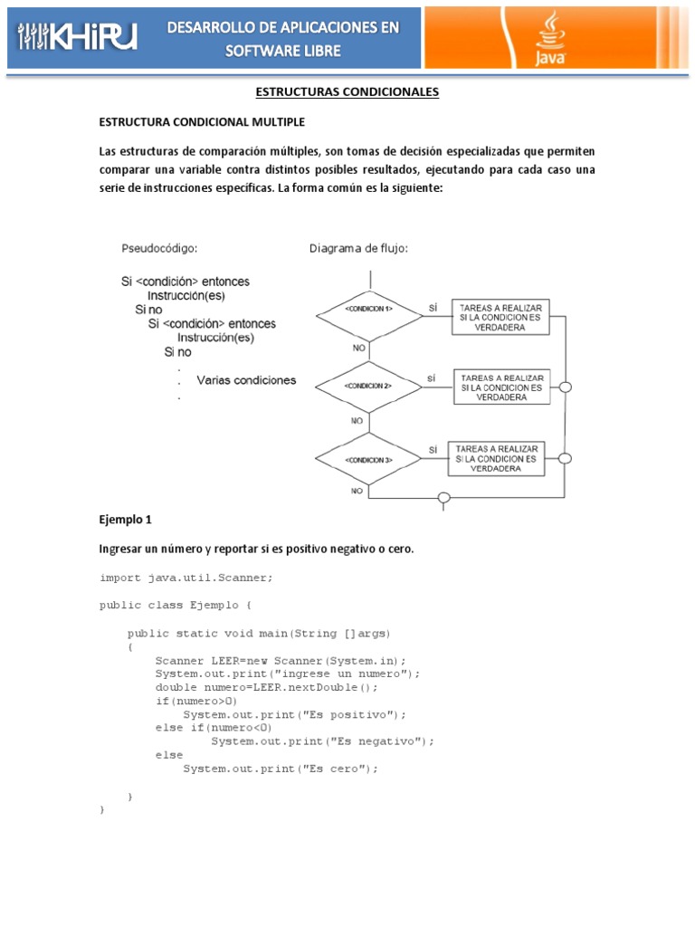 Estructuras Condicionales Multiples | PDF | Java (lenguaje de ...