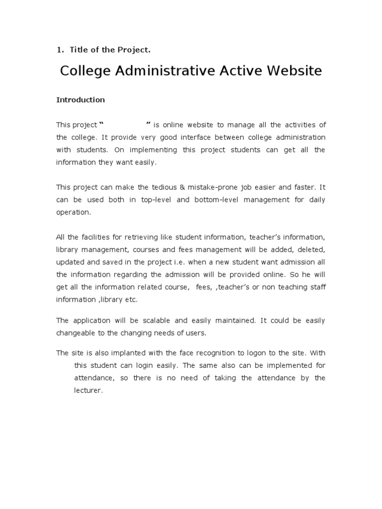 College Management Project Proposal | PDF | Conceptual Model | System