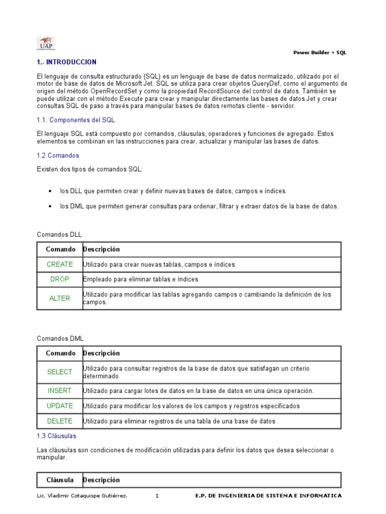 Manual de SQL | PDF | SQL | Tabla (base de datos)