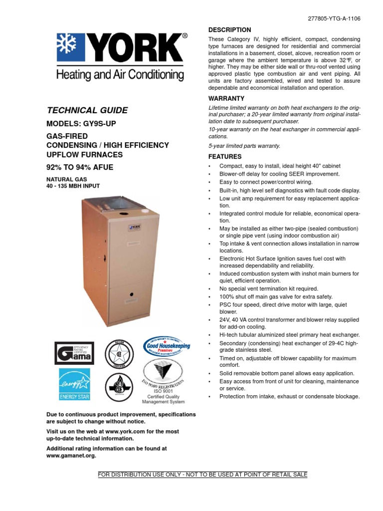 York Furnace Manual | PDF | Thermostat | Furnace
