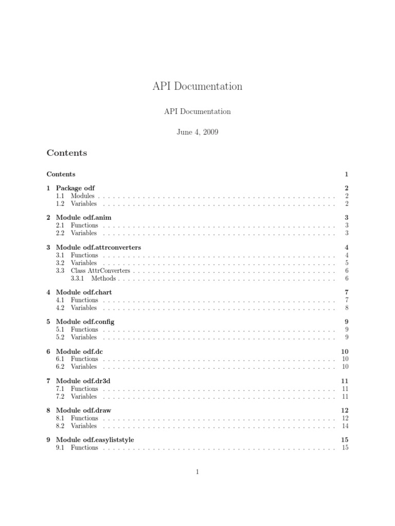 ODFpy API Generated by Epydoc | PDF | Namespace | Xml