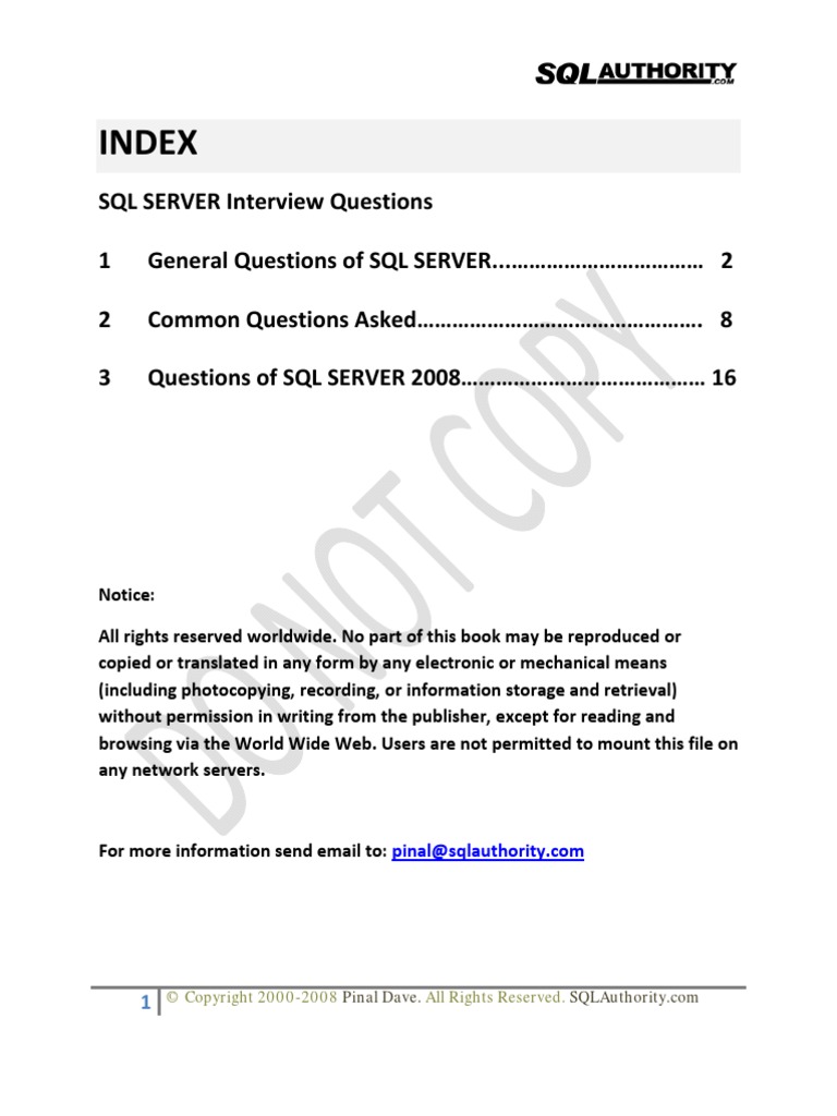 SQL Server Interview Questions Answers | PDF | Computers