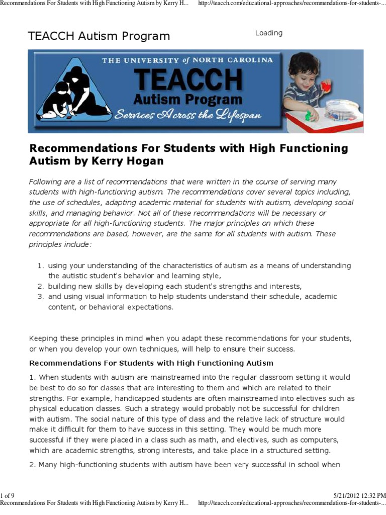 Providing Structure and Support for High-Functioning Students with ...