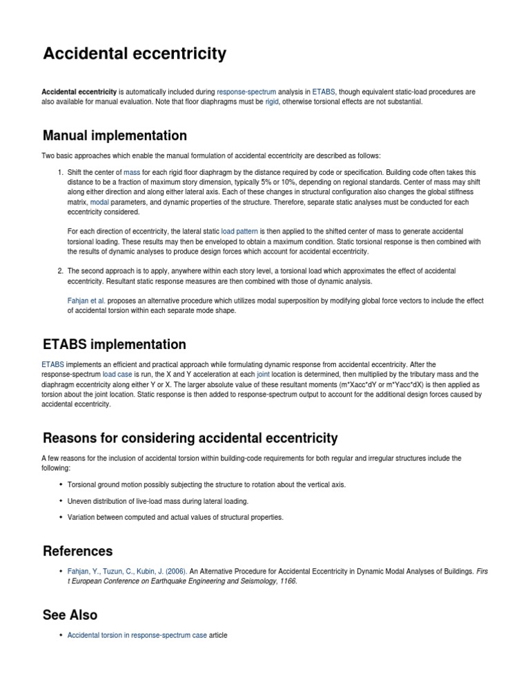 Accidental Eccentricity in ETABS | PDF | Center Of Mass | Force