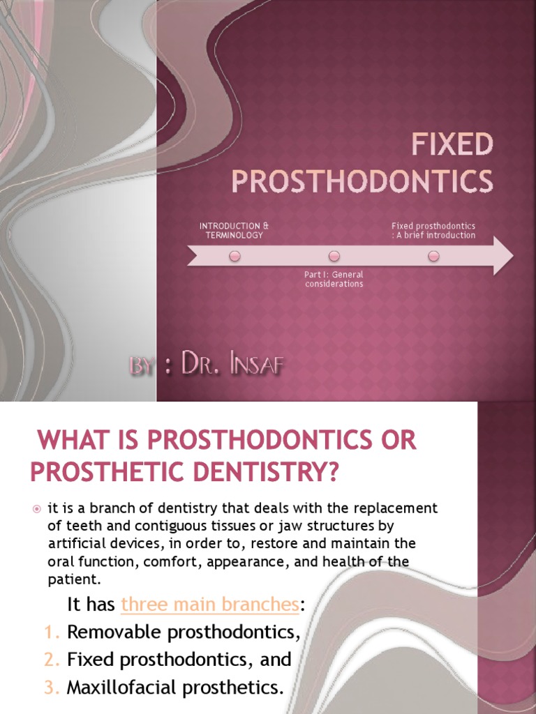 Fixed Prosthodontics - Lesson 1 | PDF | Prosthodontics | Human Tooth