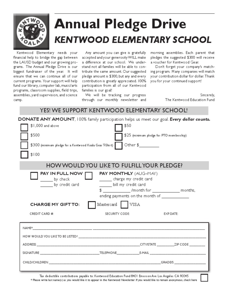 Annual Pledge Drive: Kentwood Elementary School | PDF | Fundraising ...