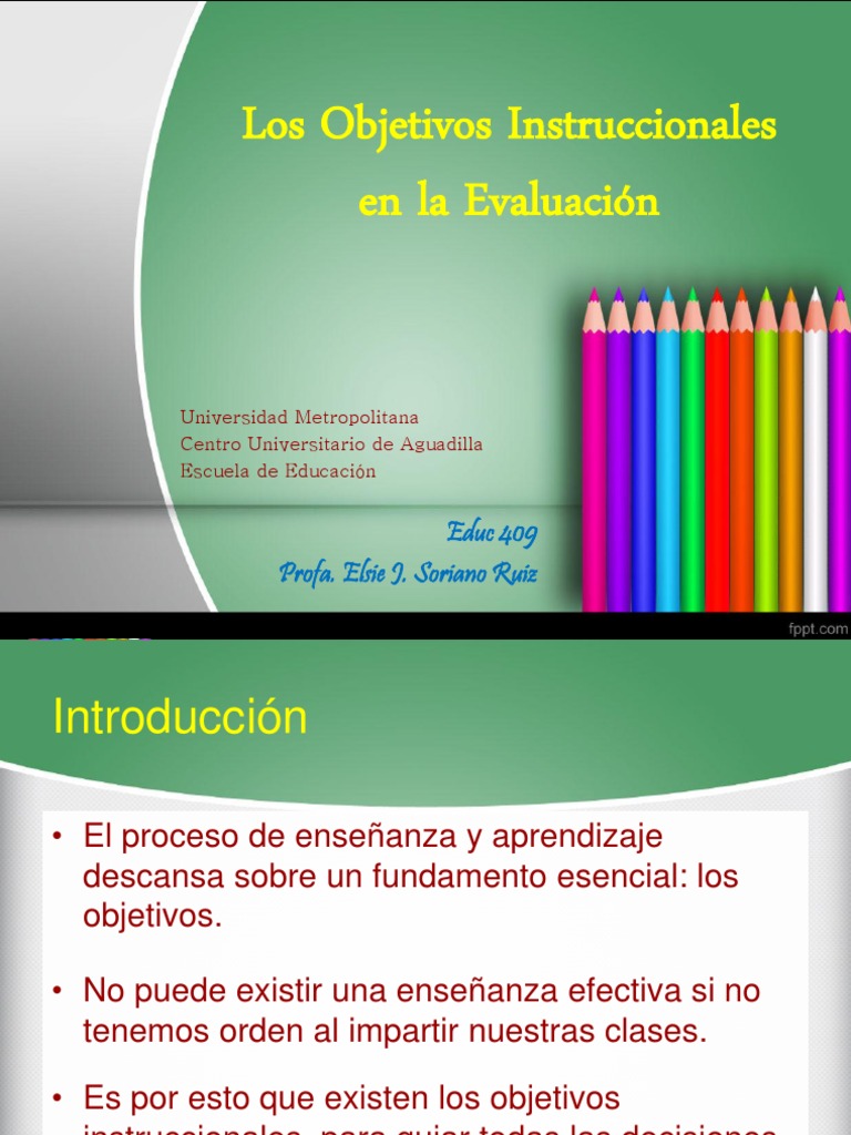 Los Objetivos Instruccionales en La Evaluación | PDF | Conocimiento ...