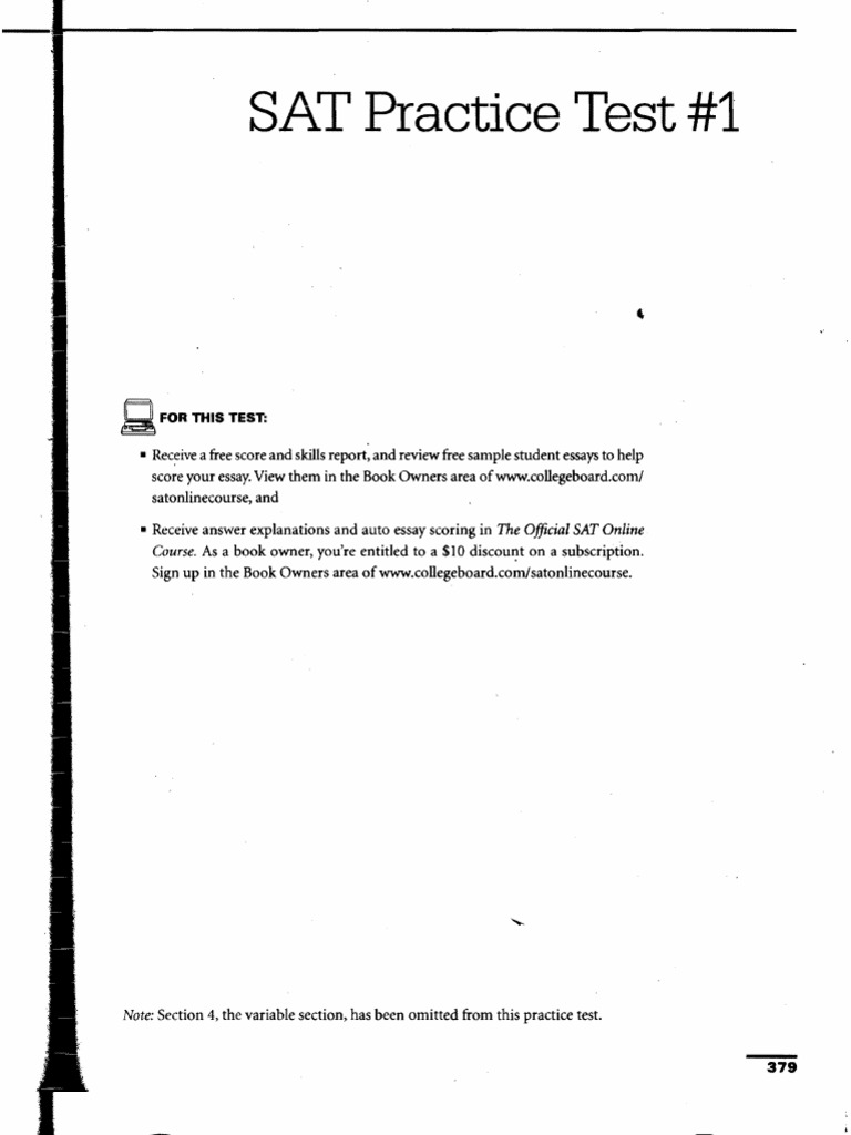 旧版 SAT Official Guide Test#1 （新OG中已被删除的一套试题） | PDF | Sat | Intelligence