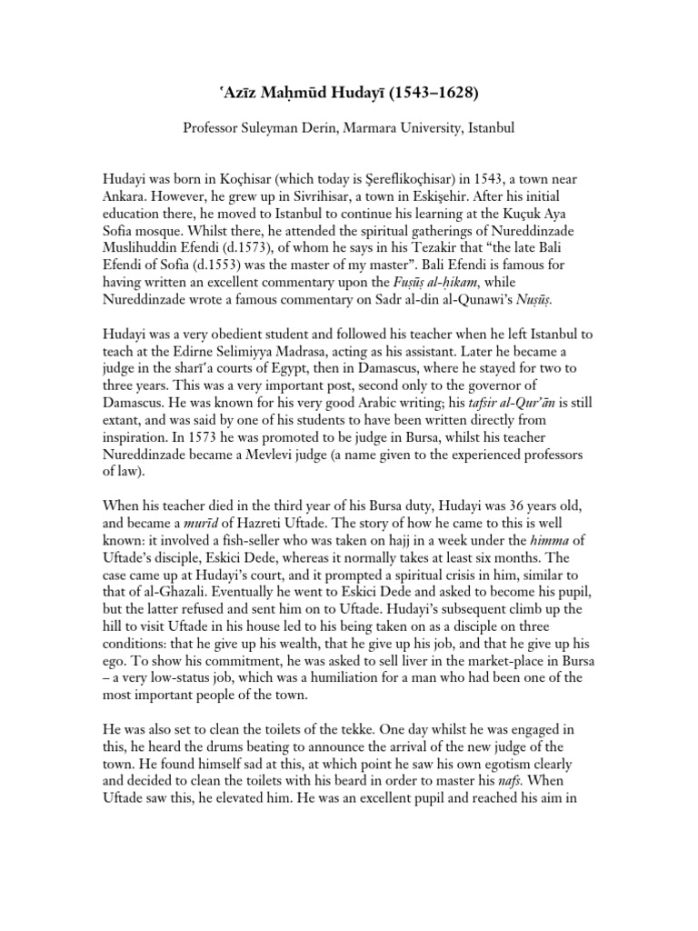 Biography of Aziz Mahmud Hudayi | PDF | Abrahamic Religions ...