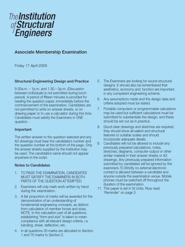 Associate Membership Examination: Friday 17 April 2009 | PDF | Trail ...
