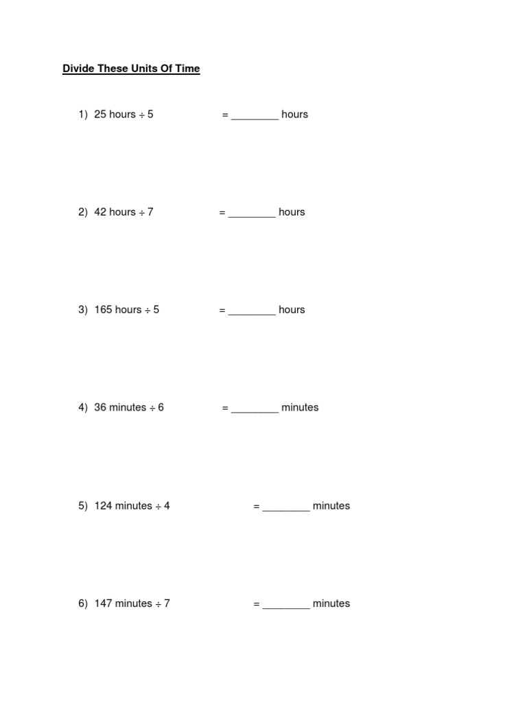 Time Division Exercises | PDF