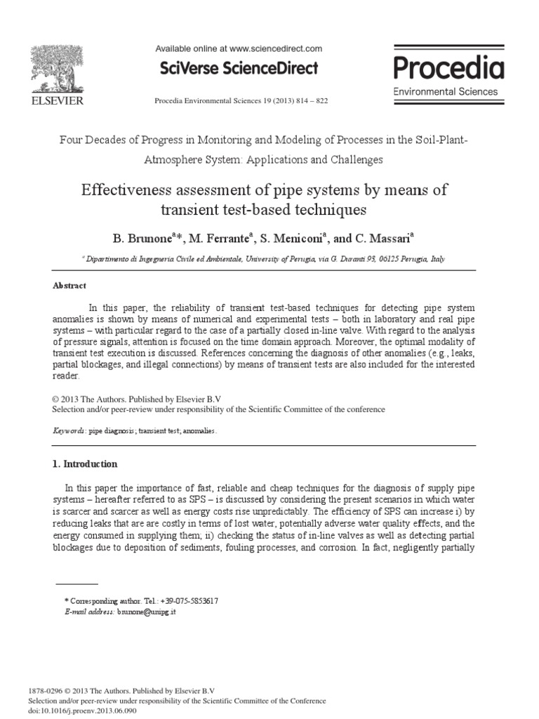 Transient Based Leak Detection | PDF | Pipe (Fluid Conveyance) | Gas Technologies