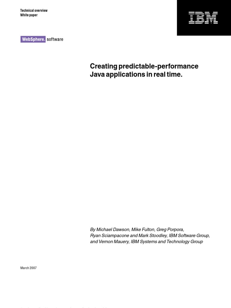 WebSphere Real Time: Predictable Performance in Realtime Java ...