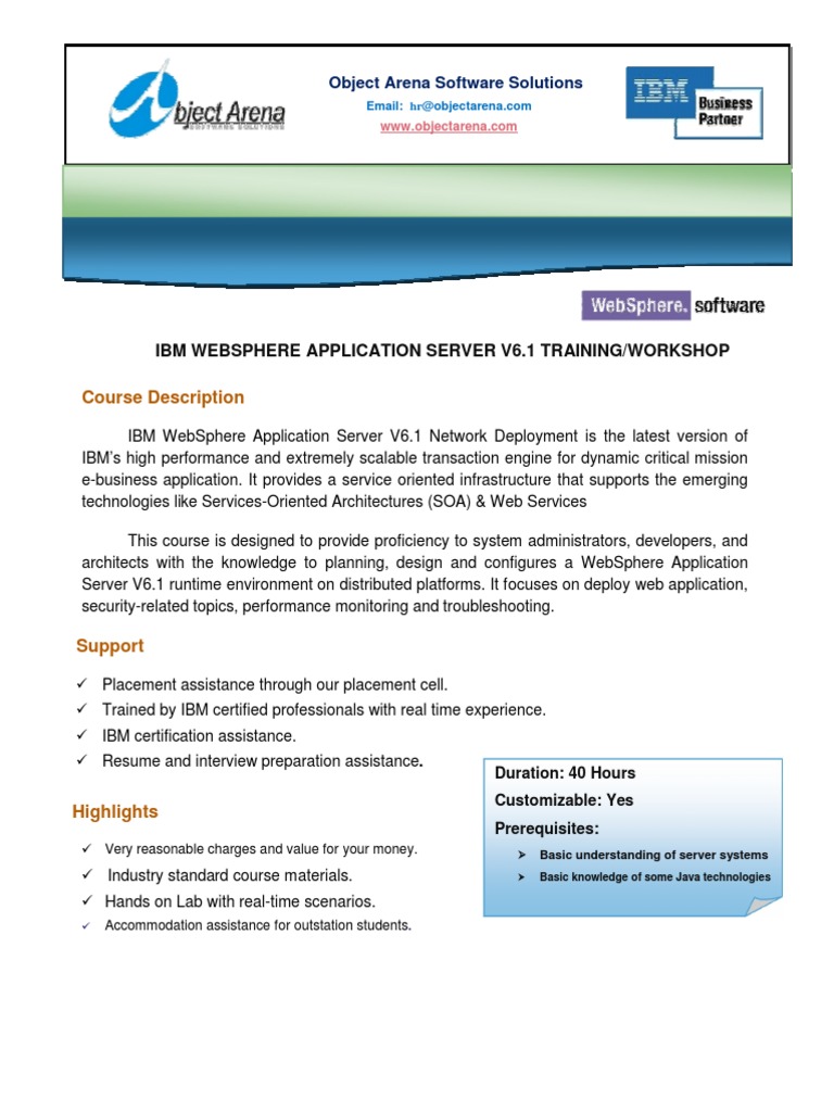 Ibm Websphere Application Server V6.1 Training/Workshop: Course ...