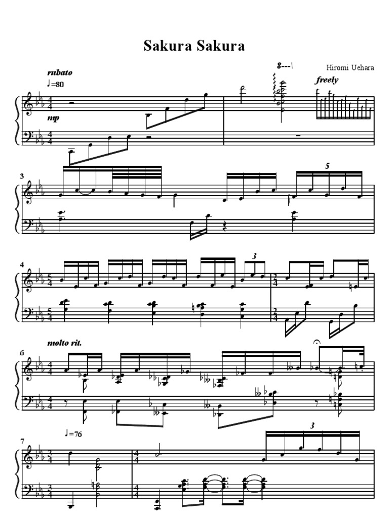 Sakura Sakura Piano Sheet Music | PDF | Sports & Recreation
