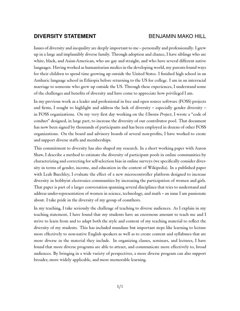 BMH Diversity Statement | PDF | Cognition | Communication