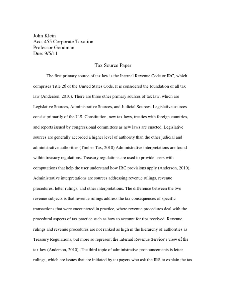 What Are The Primary Sources of Tax Law | PDF | United States Tax Court ...