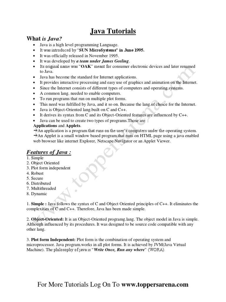 Javajava Pdf Java Virtual Machine Java Programming Language 8889
