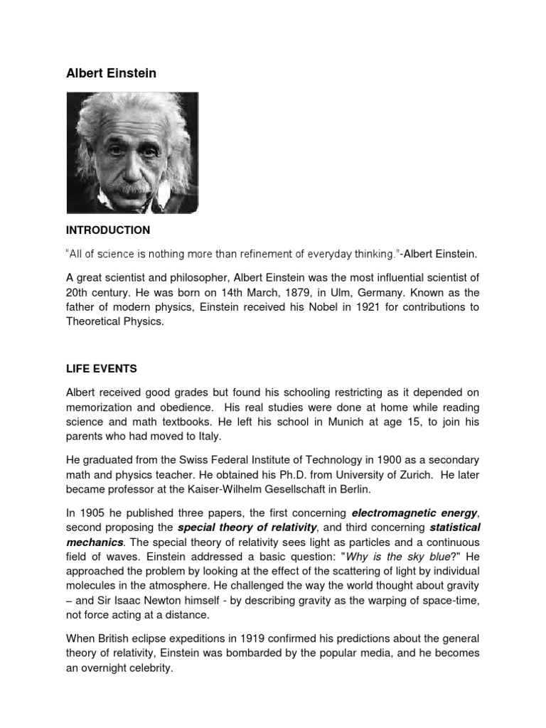 Albert Einsteinn - Final | PDF | Albert Einstein | Photon