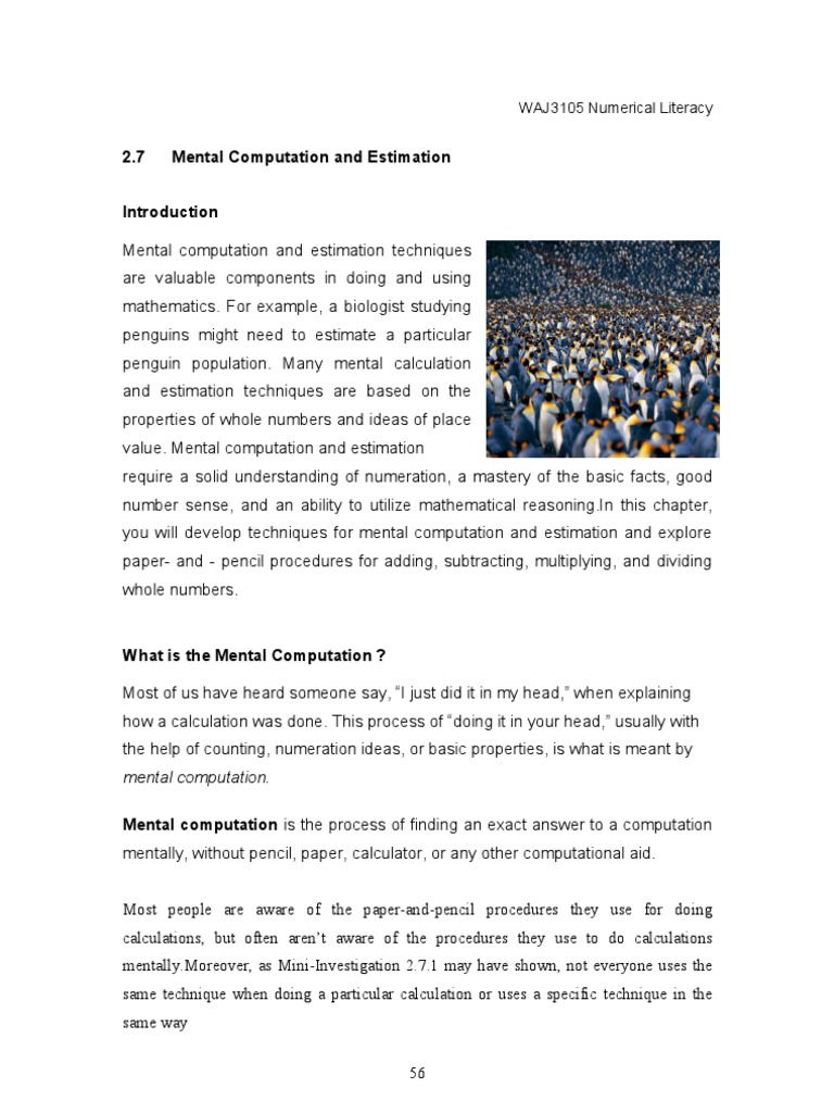 W6 - Mental Computation and Estimation | PDF