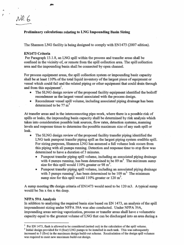 Prelimary Calculation of LNG Impounding Basin | PDF