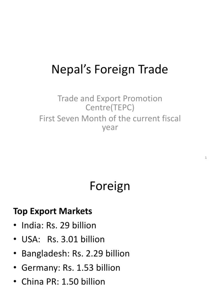 Nepal's Foreign Trade: Trade and Export Promotion Centre (TEPC) First ...