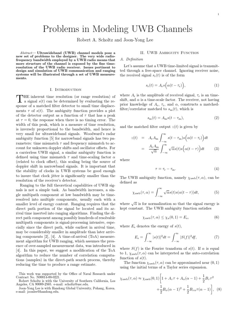 Issue in Modeling Uwb | PDF | Ultra Wideband | Telecommunications ...