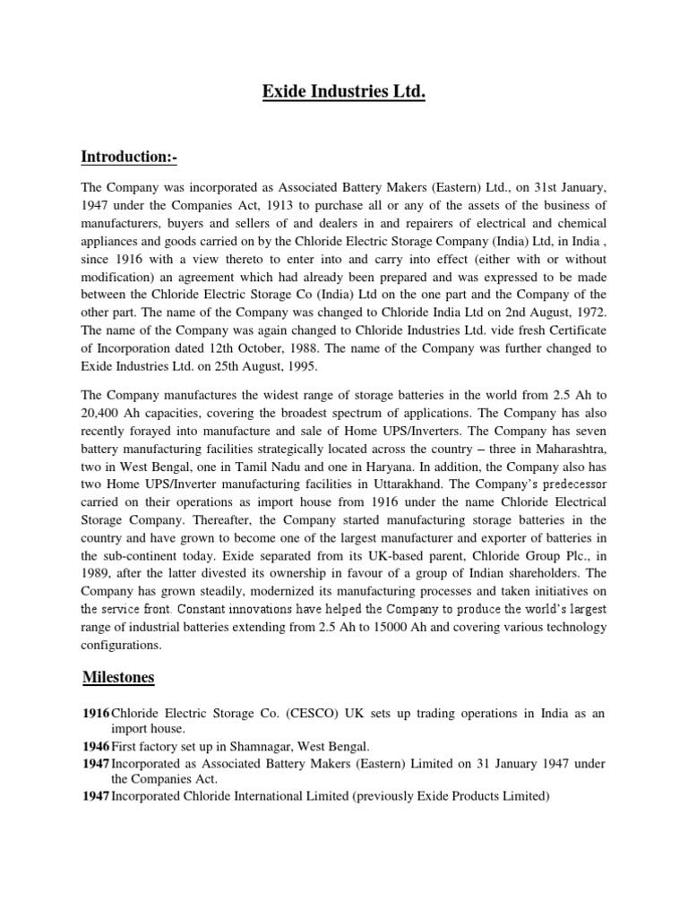 Exide Industries LTD | PDF | Companies | Business
