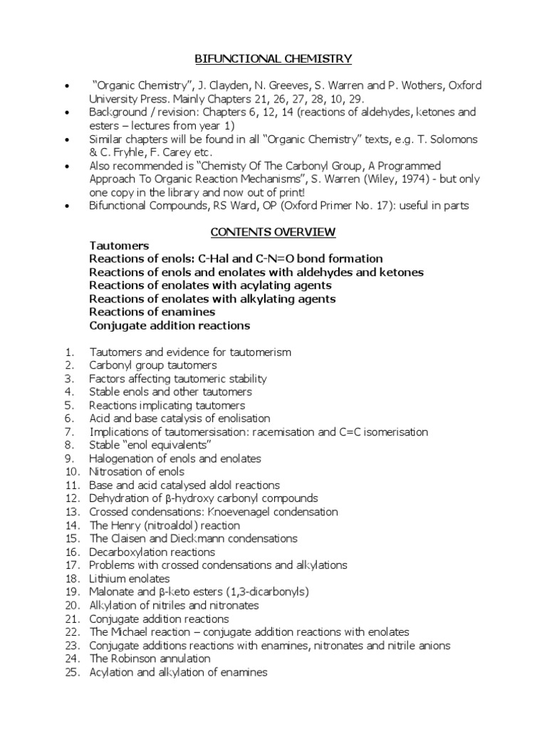 BIFUNCTIONAL CHEMISTRY REACTIONS | PDF | Ketone | Aldehyde