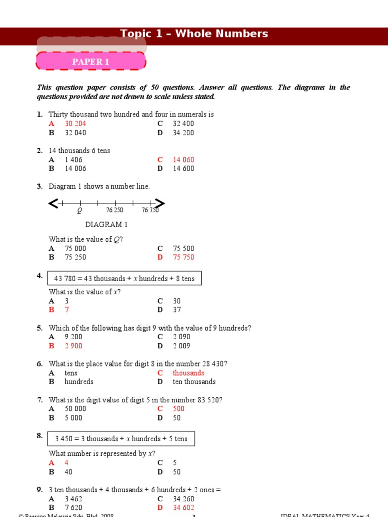 Topic 1 - Whole Numbers: Paper 1 | PDF | Teaching Mathematics | Science
