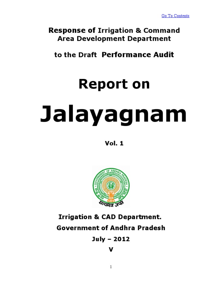Response-Audit Report On Jalayagnam-Vol.1 | PDF | Agriculture | Business