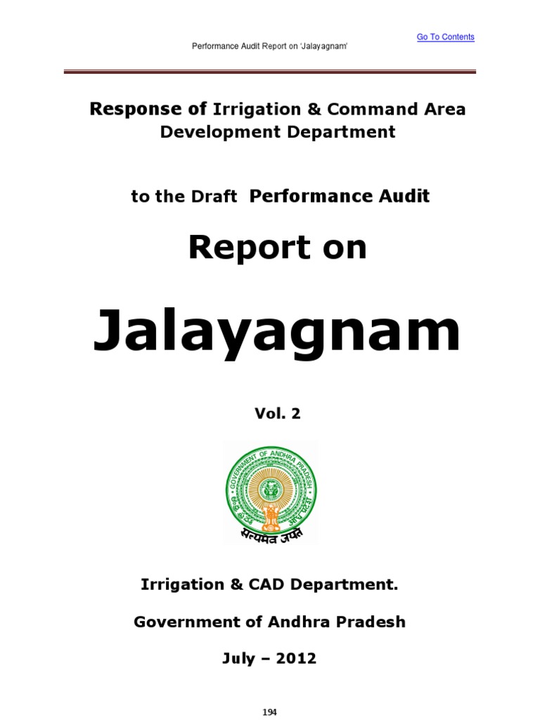 Jalayagnam Performance Audit Report | PDF | Water And The Environment ...