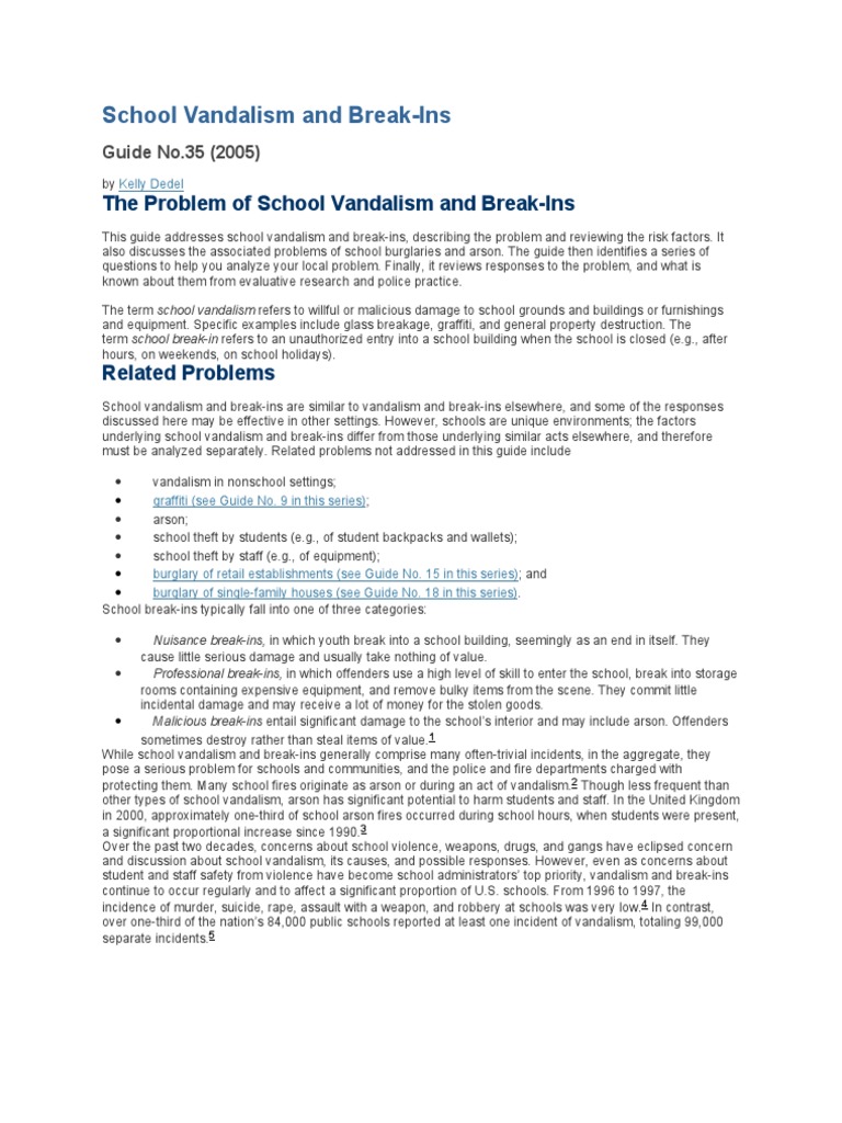 School Vandalism and Break | PDF | Burglary | Vandalism