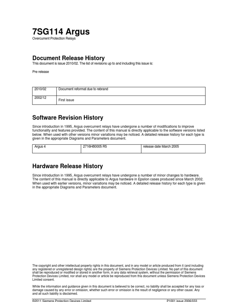 7SG114 - Argus Technical Manual | PDF | Relay | Computer Engineering