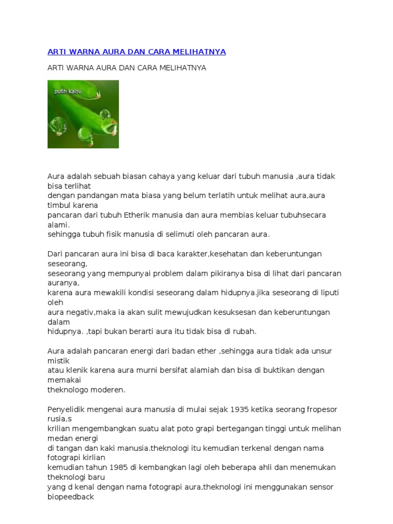Arti Warna Aura Dan Cara Melihatnya Pdf