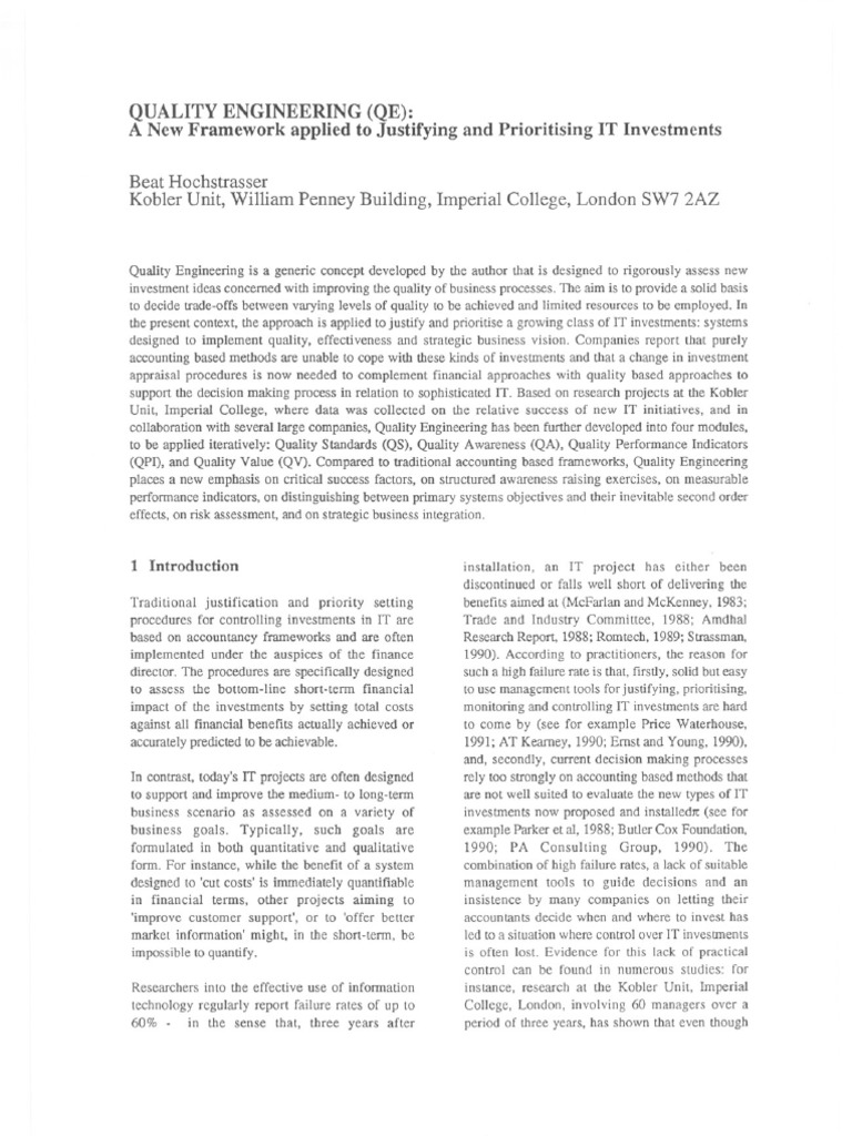 Quality Engineering | PDF